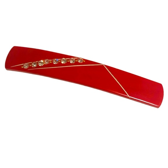 Vintage | Accessories | Glam Vintage Red French Bar Barrette With ...
